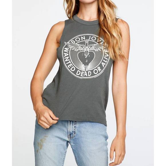 Chaser | Tops | New Chaser Bon Jovi Wanted Dead Or Alive Muscle Crop ...